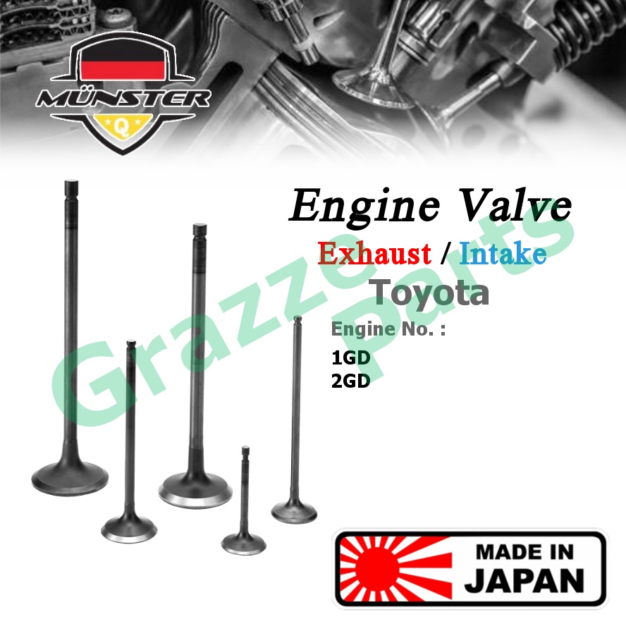 (4pc) Münster Engine Valve Exhaust / Intake Inlet for Toyota Hilux Revo ...