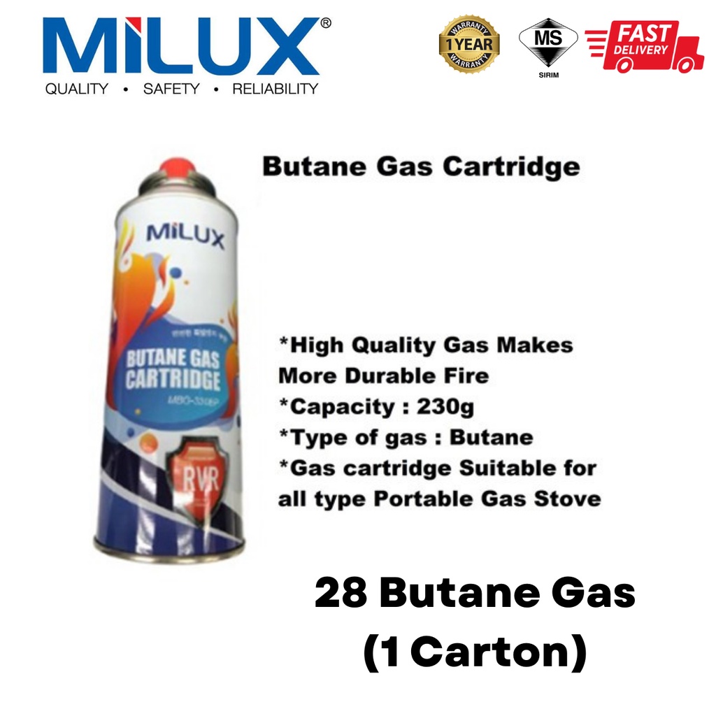 [28 Bottles] MILUX Explosion-Proof 230g Butane Gas Cartridge MBG-330EP ...