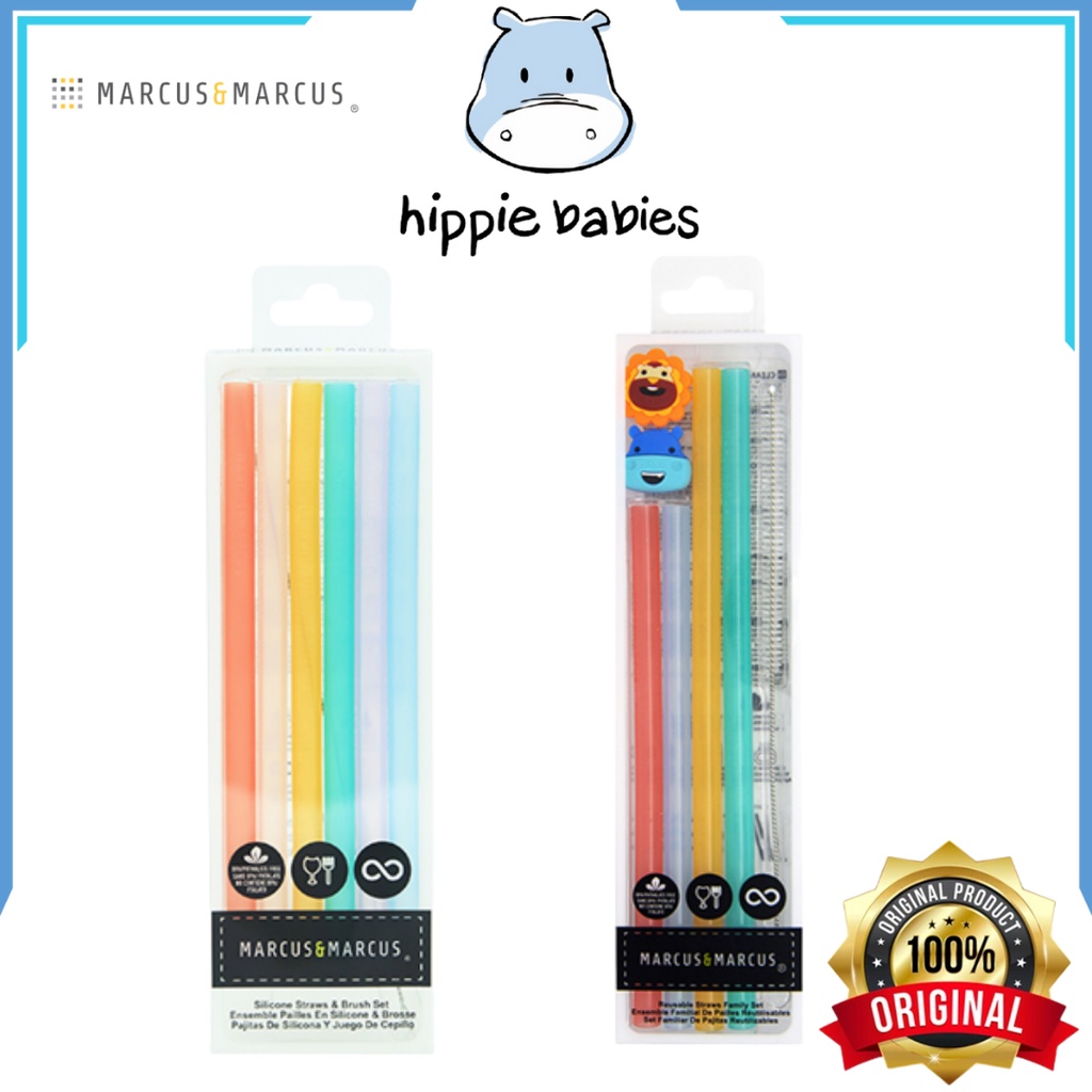 Marcus & Marcus Reusable Straw Set (Family - w Markers /Silicone Straw ...