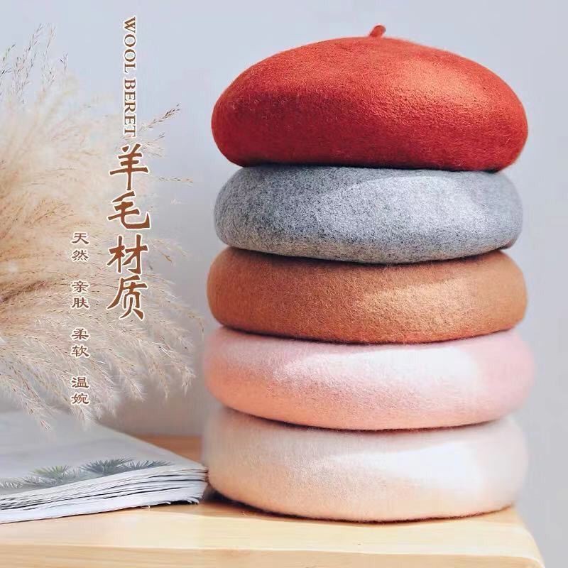 Topi baret wanita topi pelukis wol serasi dengan baret segi enam gaya ...