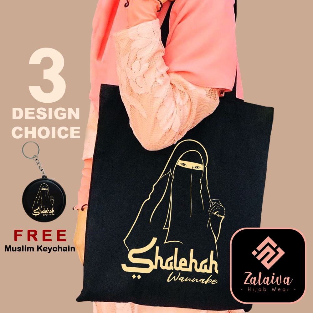 Zalaiva Tote Bag Muslimah totebag Women's Bag Niqab Motif New Design ...