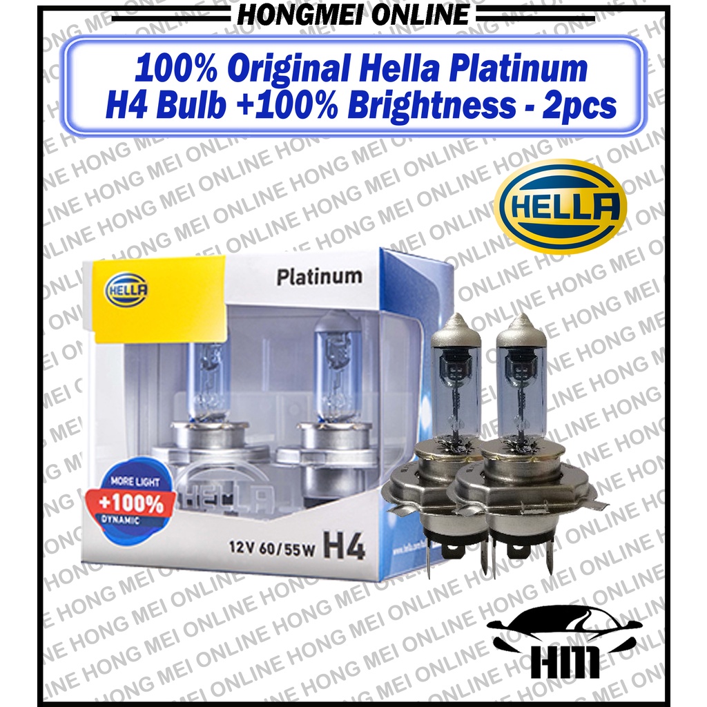 100% ORIGINAL HELLA PLATINUM H4 BULB +100% BRIGHTNESS (2 PCS) | Shopee ...