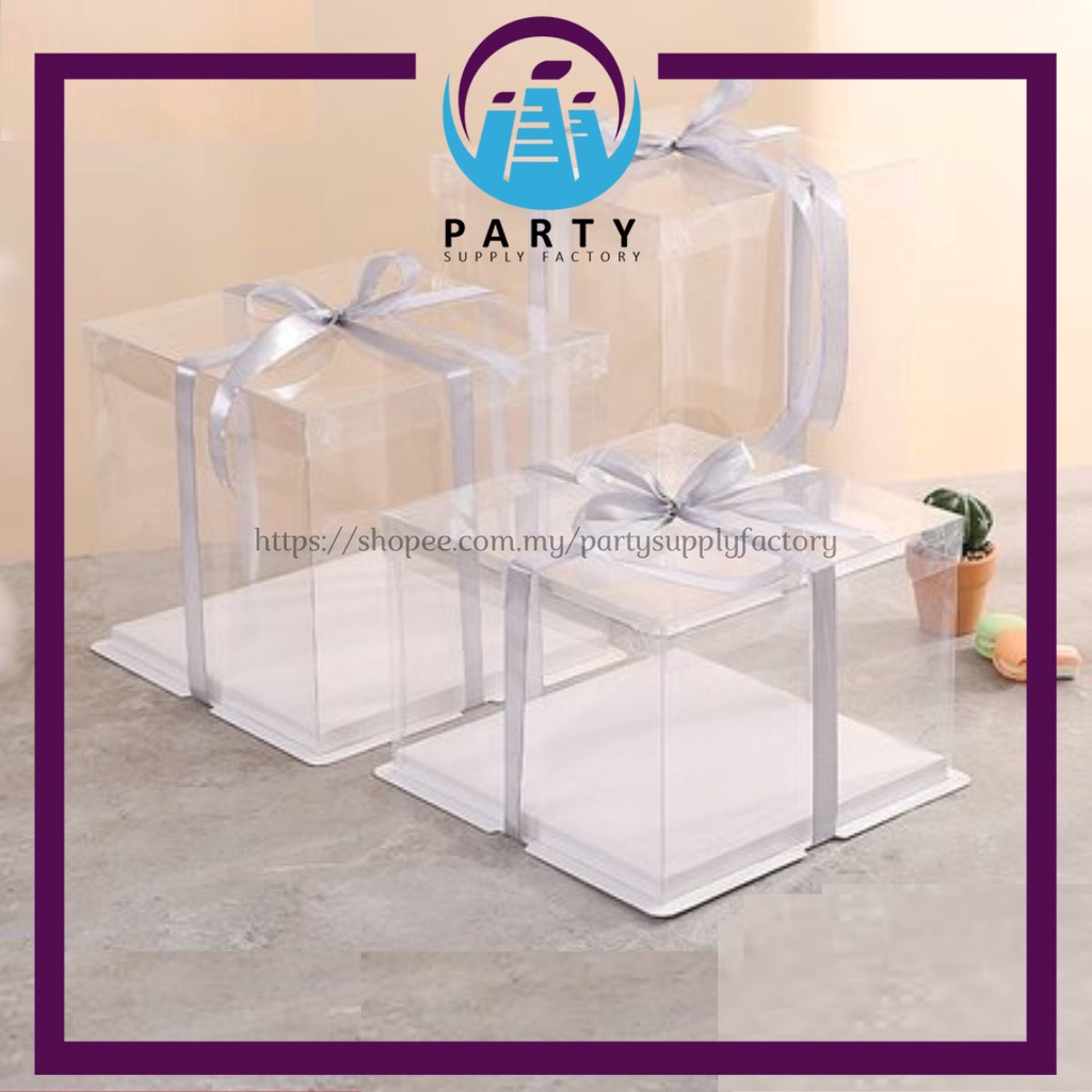 1 PCS TRANSPARENT CAKE BOX / GIFT BOX / KOTAK HANTARAN 1 TIER / 2 TIER ...