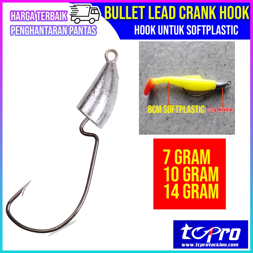 Lead Crank Hook Soft bait fishing plastic 7g 10g 14g Fishing Jig Head ...