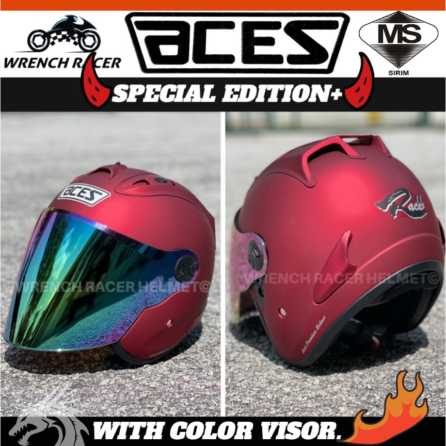 🔥Special Edition🔥ACES R2 Premium Open Face Helmet with Rainbow Visor ...