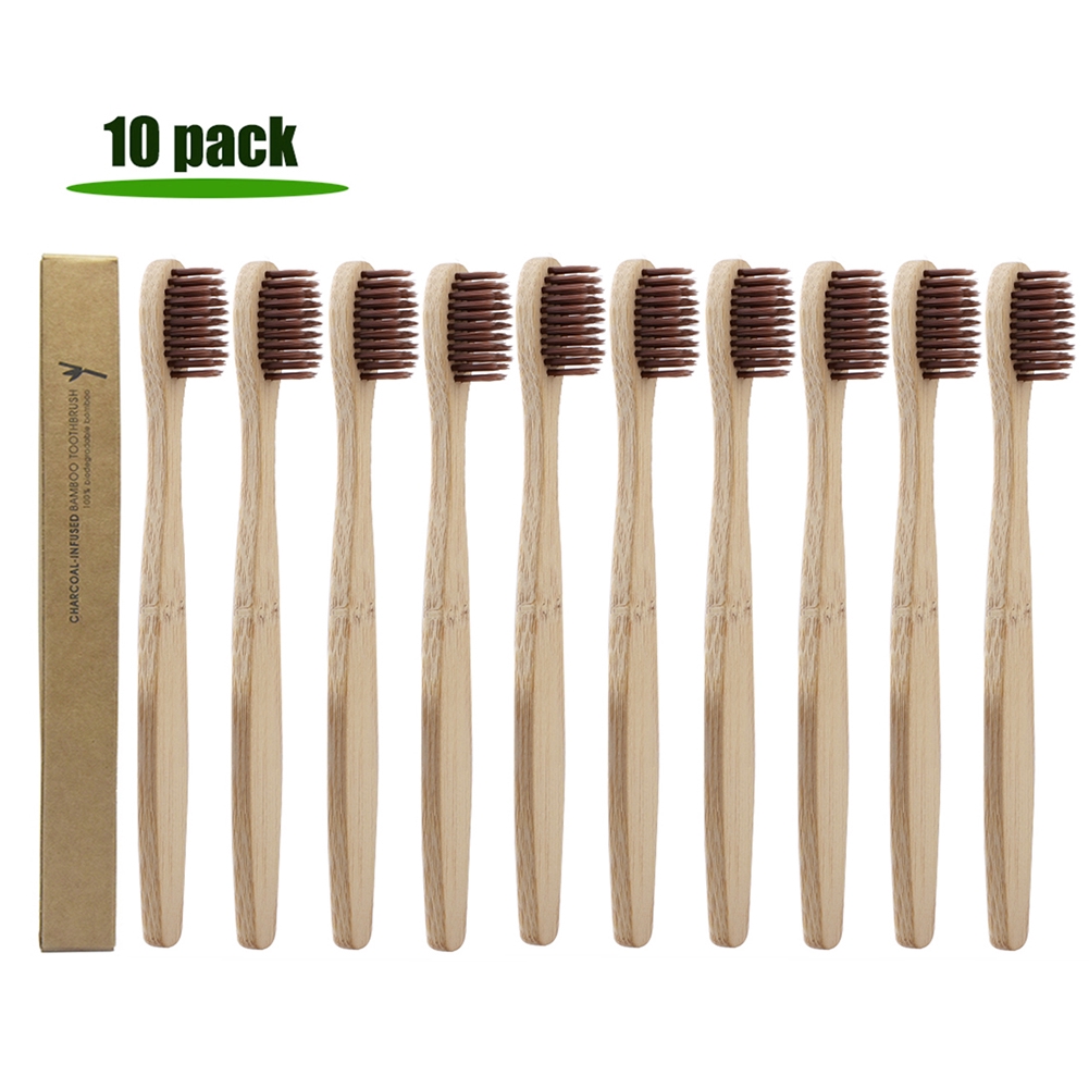 10pcs Bamboo Toothbrush Soft Bristle Healthy Dental Oral Care Eco ...