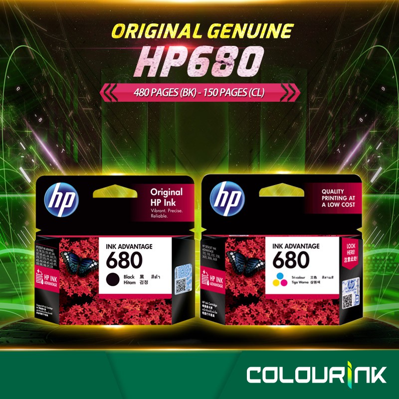 HP 680 Original Genuine Black F6V27AA Tri-Colour F6V26AA Ink Catridge ...