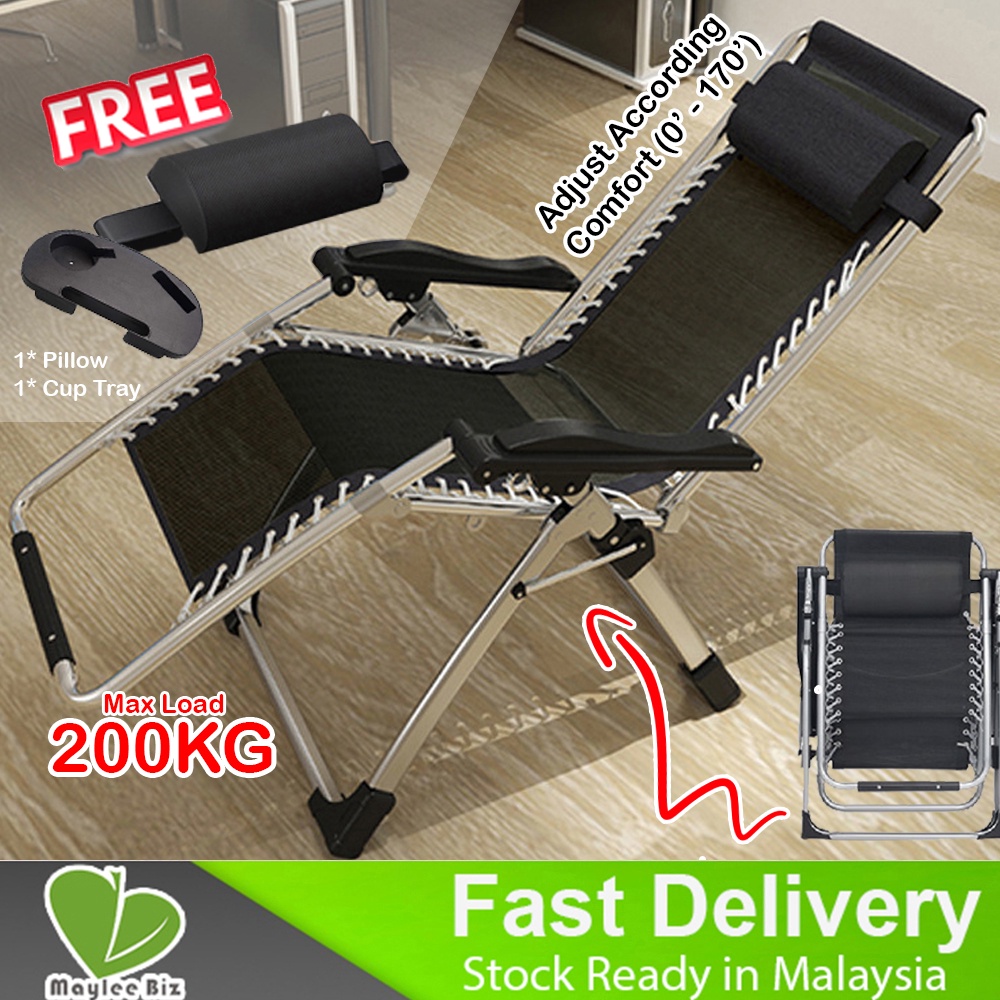 Premium Relax Chair Portable Reclining Foldable Armchair Bed Adjustable ...