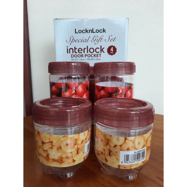 ORIGINAL LOCKNLOCK DOOR POCKET SPECIAL GIFT SET JARS SET 4IN1 | Shopee ...