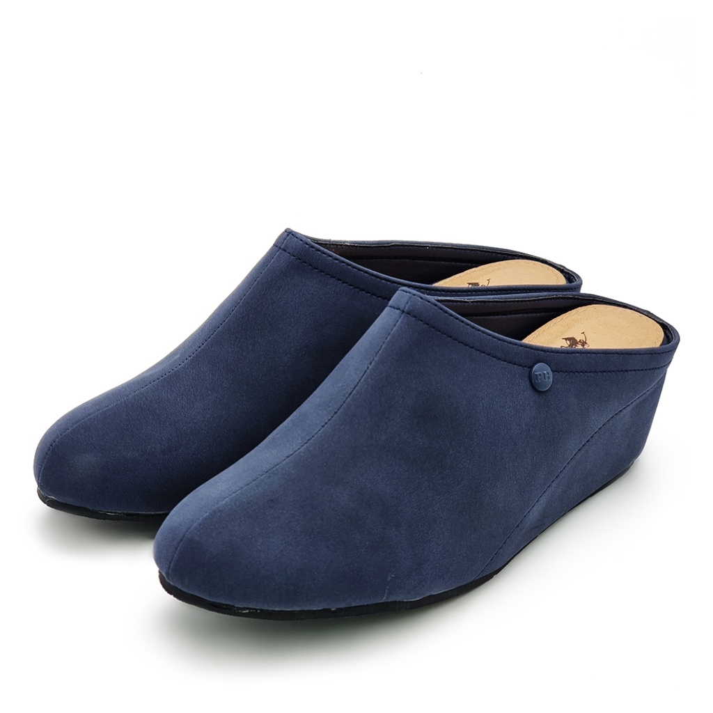 POLO HILL Ladies Closed Toe Wedge Mules PLSW-LS5060 (Blue/Brown ...