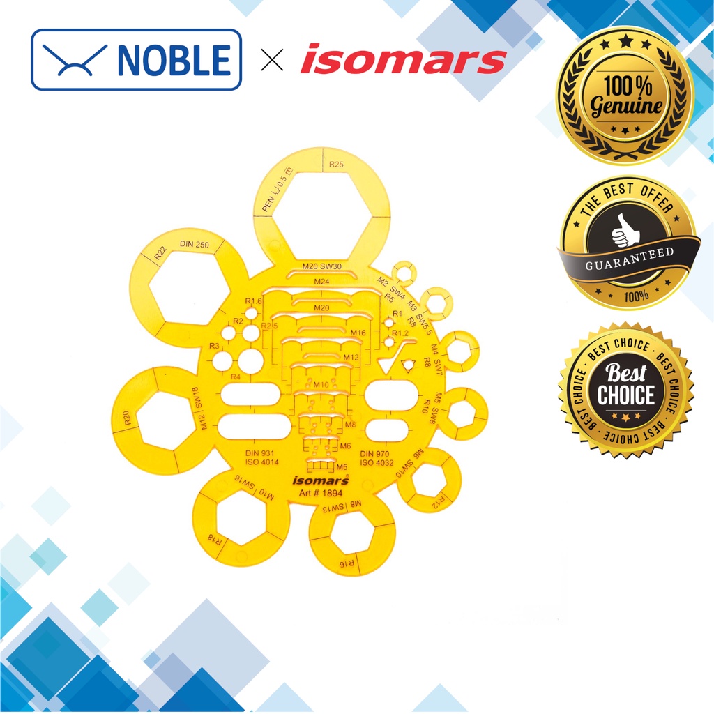 Isomars Bolt Template #1894 - Various Circles, Ovals & Hexagons With Different Sizes (15cm ...