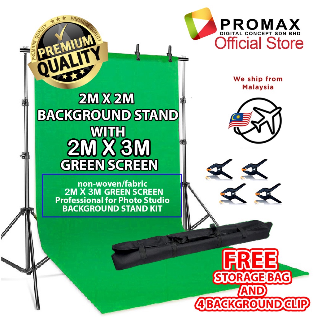 Cheapest! 2x2m Studio Background Stand 2m x 2m + Green Screen 2X3M ...