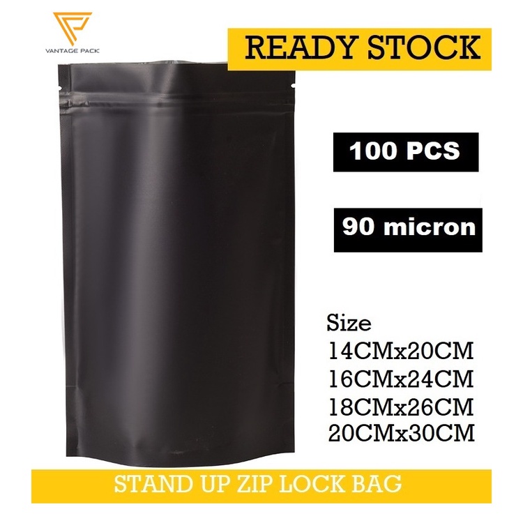 Black Matte Metalised Stand Up Zipper Bag Zip Lock pouch 哑光黑色镀铝自立自封袋 ...