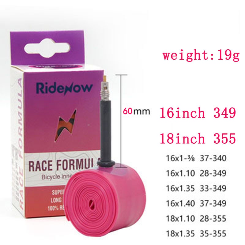 RideNow UltraLight Bicycle Inner Tube for Brompton Bike 16 inch 349 18 inch 355 Superlight 19g ...