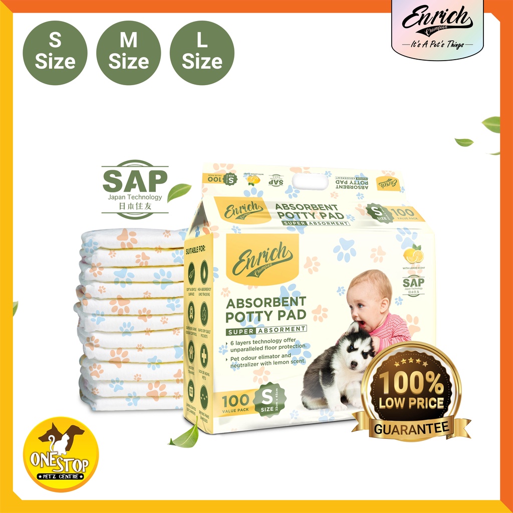 Enrich Champion Lemon Absorbent Potty Pad / Wee Wee Pad / Toilet Pad ...