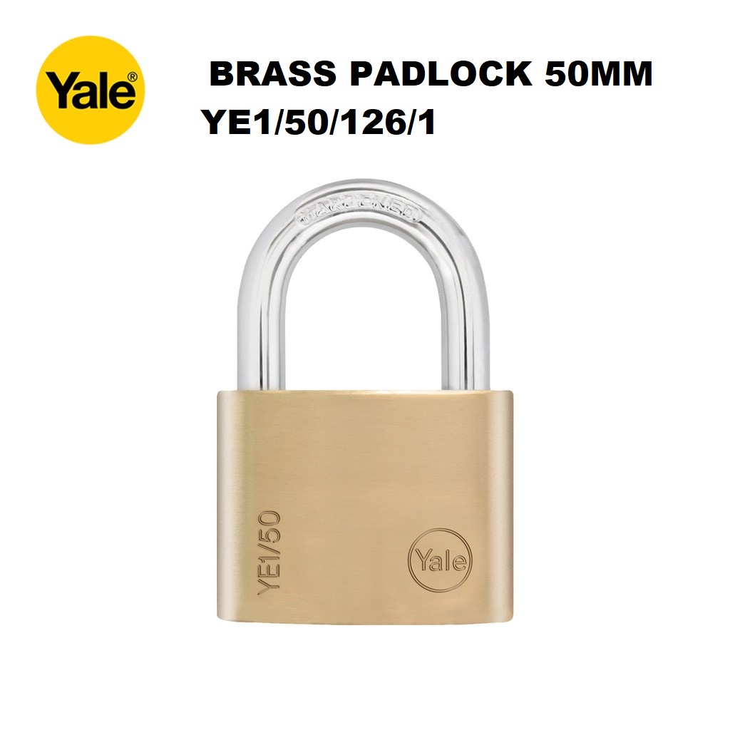 Yale YE1/50/126/1 Essential Series Indoor Solid Brass Padlock 50mm ...
