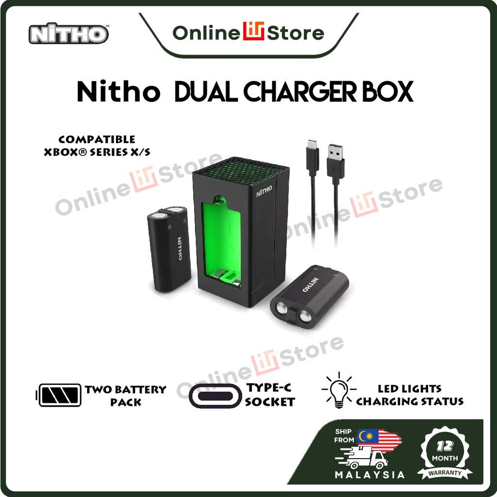 Nitho Xbox Series X/S Xbox One X/S Dual Charger Box, Dual Rechargeable ...
