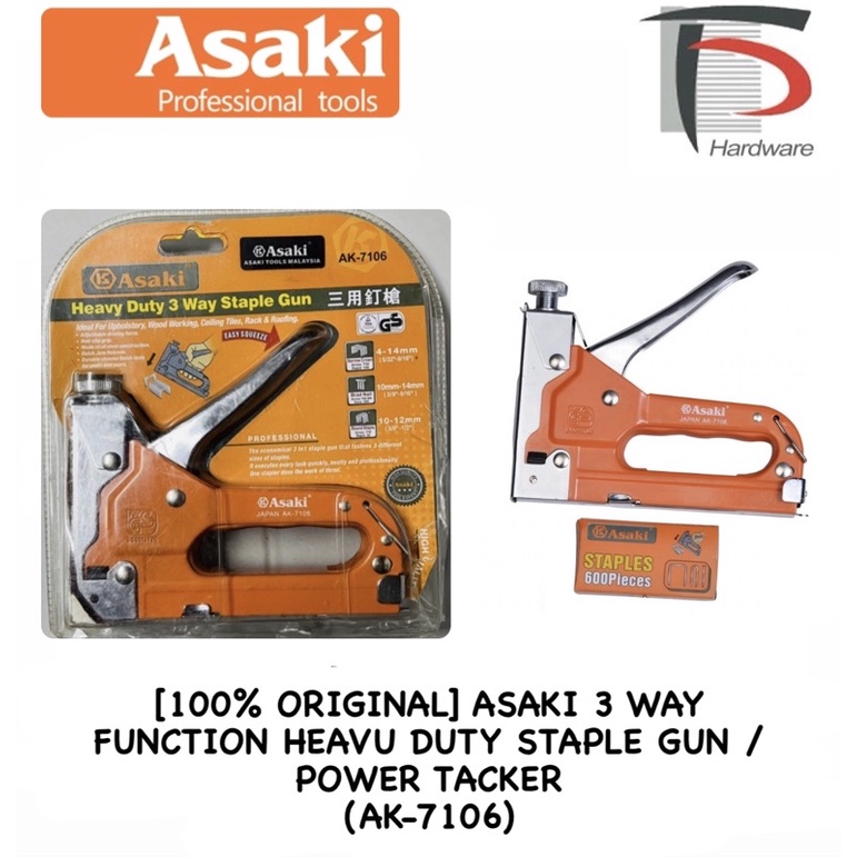 [100% ORIGINAL] ASAKI 3 WAY FUNCTION HEAVU DUTY STAPLE GUN / POWER ...