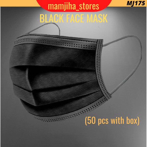(READY STOCK) MJ601 PELITUP MUKA HITAM 3PLY 50KPG DISPOSABLE PROTECTIVE ...