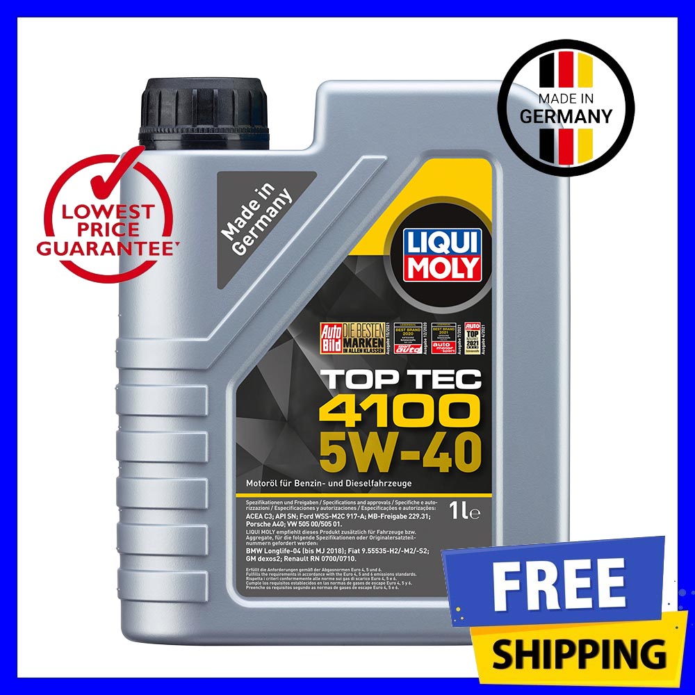 LIQUI MOLY Fully Synthetic Engine Oil TOP TEC 4100 5W40 (1L) 5W-40 ...