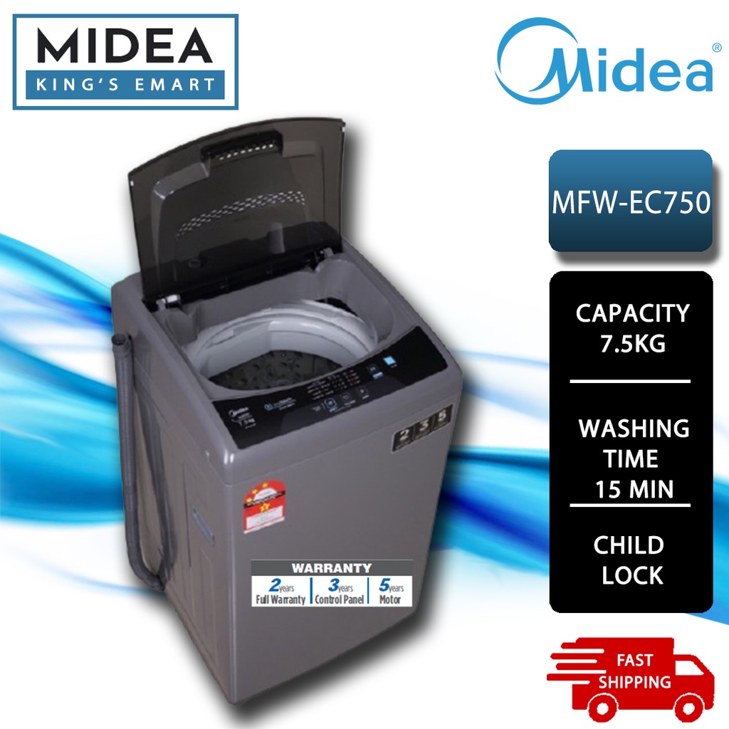 [FREE SHIPPING] Midea Branded Fully Auto Washing Machine 7.5KG MA100W75 ...