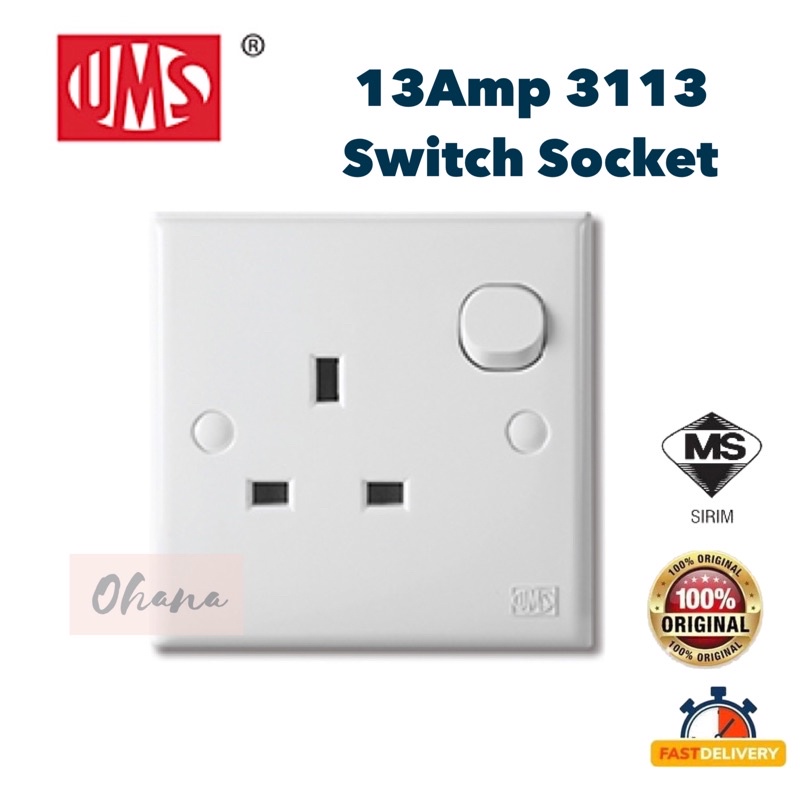 UMS 3113 SP3113 13A SWITCH SOCKET 1GANG SUIS LAMPU SUIS DINDING SOKET ...