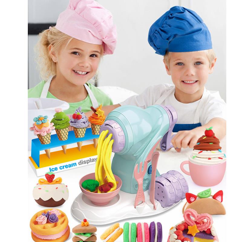 DIY Clay Dough Ice Cream Machine Handmade Noodles Maker Mould Play Kit ...
