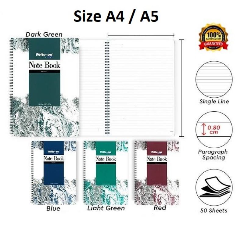 Campap Write On Ring Notebook A4 / A5 70GSM Single Line 50 Sheets ...