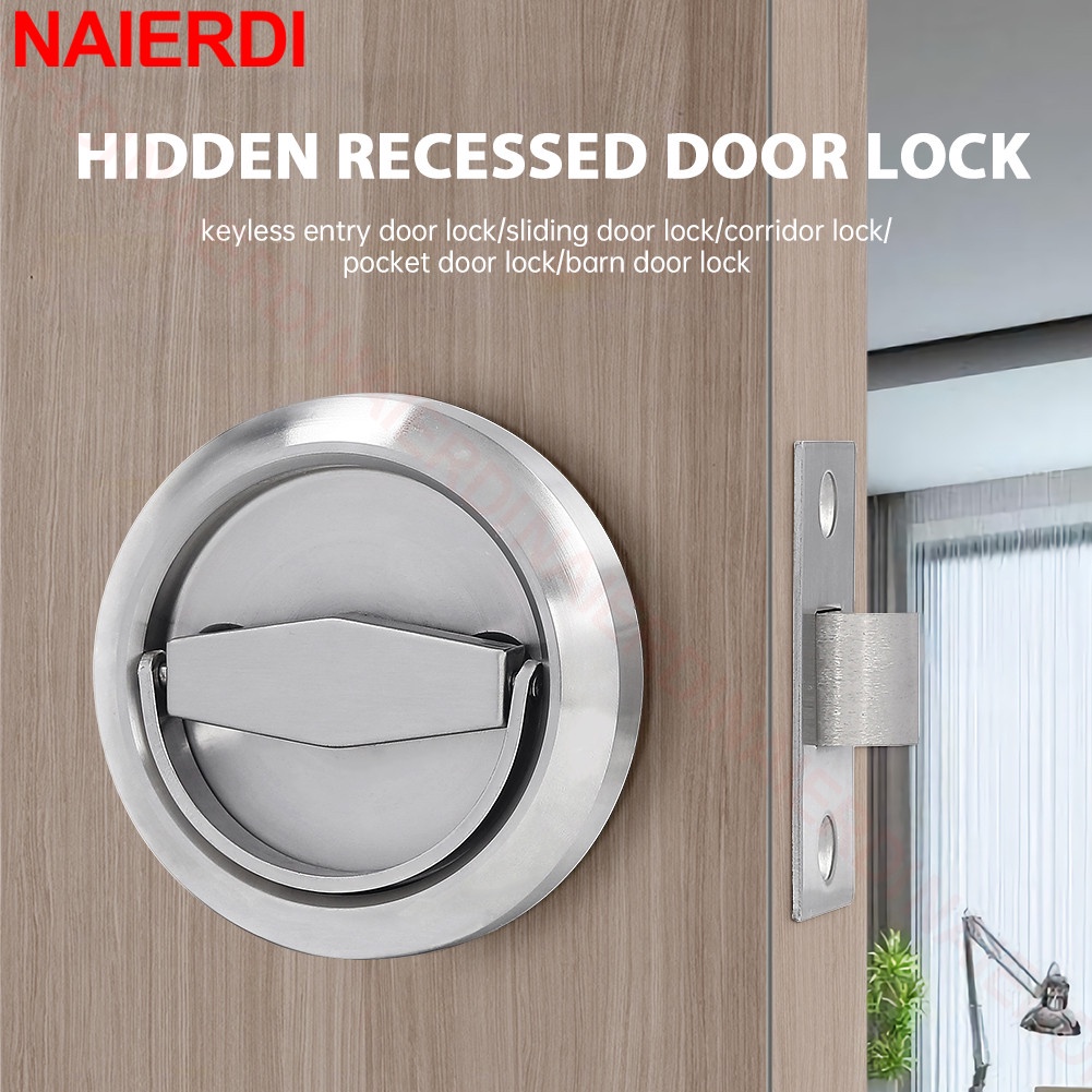 NAIERDI Stainless Steel Keyless Pocket Door Lock Corridor Sliding Door ...