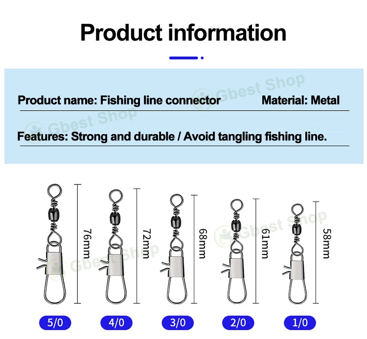 50PCS Fishing Connector Pin Line With Interlock Buckle Tackle Hanging ...