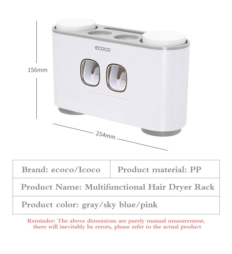 ECOCO Toothbrush Holder Auto Squeezing Toothpaste Dispenser Wall-mount ...