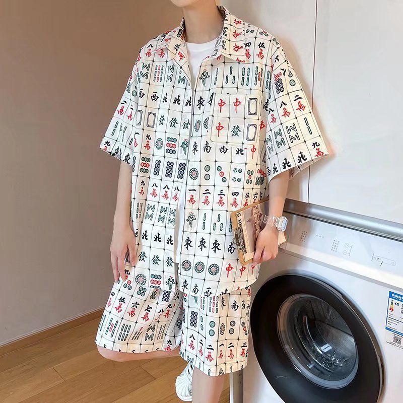 Mahjong dressing pajamas mahjong shirt summer two piece suit ...