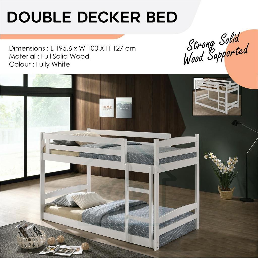 DOUBLE DECKER WOODEN 3' BED/SINGLE BED/DOUBLE LAYER BED/WOODEN BED ...