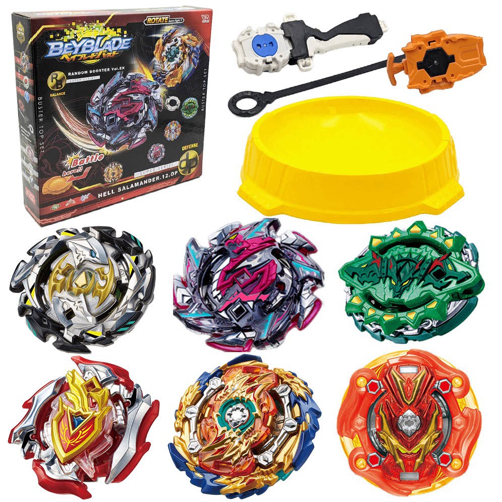 Set of 6 BeyBlade Spinners + 2 Launchers + Arena - Speed Spinner ...