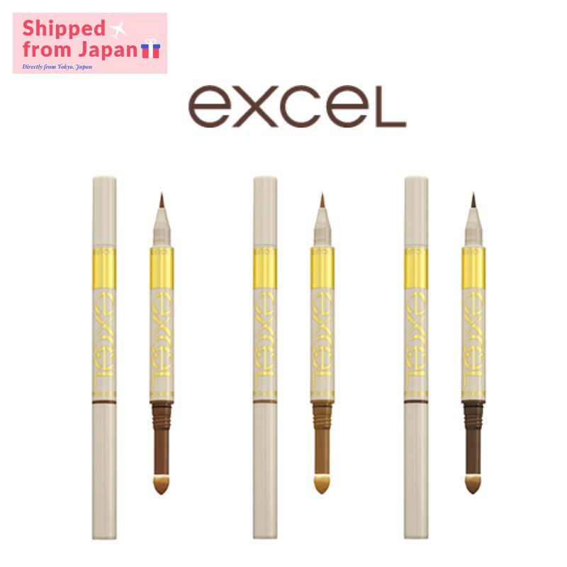EXCEL Long Lasting Eyebrow Dual Tip Liquid & Powder Natural Brown/Camel ...