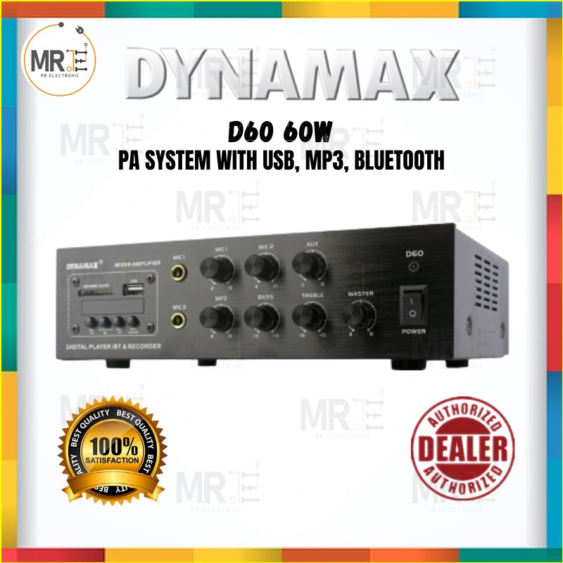 DYNAMAX D60 60W PA Amplifier, Public Address Amplifier, PA System With ...