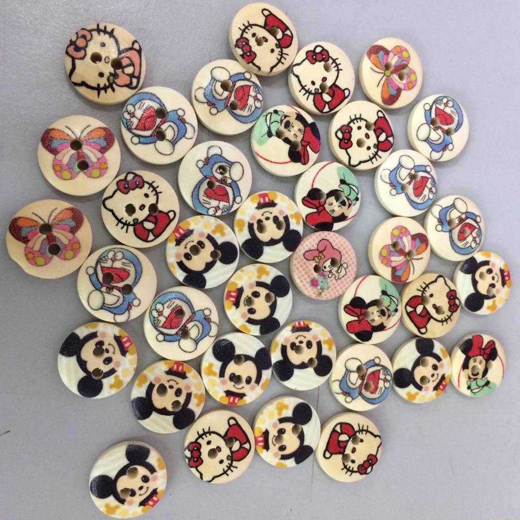 🔥HOT ITEM🔥cartoon 🤪 50 PCS /100 PCS Wood Button 2 Hole/ Butang Kayu BTA ...