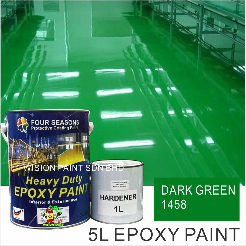 5Litre ( DARK GREEN 1458 ) Paint Epoxy Floor Paint Coating ( FOUR ...