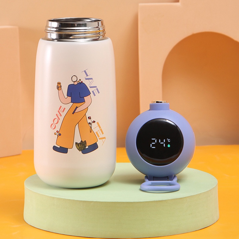 316 stainless steel smart temperature thermos cup with lifting ring bounce cup student chubby ...