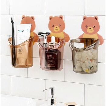 Buyerpick Cartoon Cute Bear Hug Storage Cup Free Punch Wall Mount ...