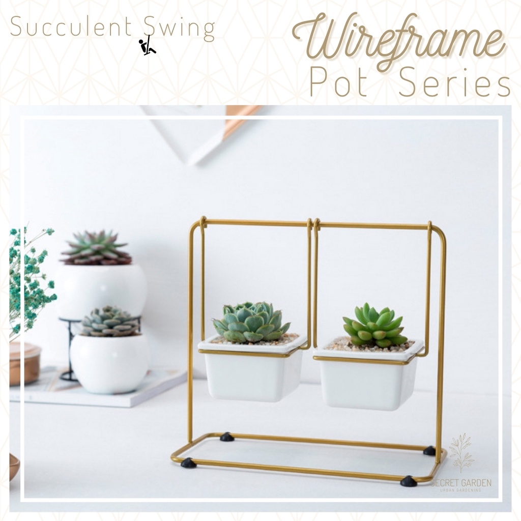CLEARANCE 𝐖𝐈𝐑𝐄𝐅𝐑𝐀𝐌𝐄 𝐏𝐎𝐓 𝐒𝐄𝐑𝐈𝐄𝐒 Succulent Swing Flower Small Plants Clay ...