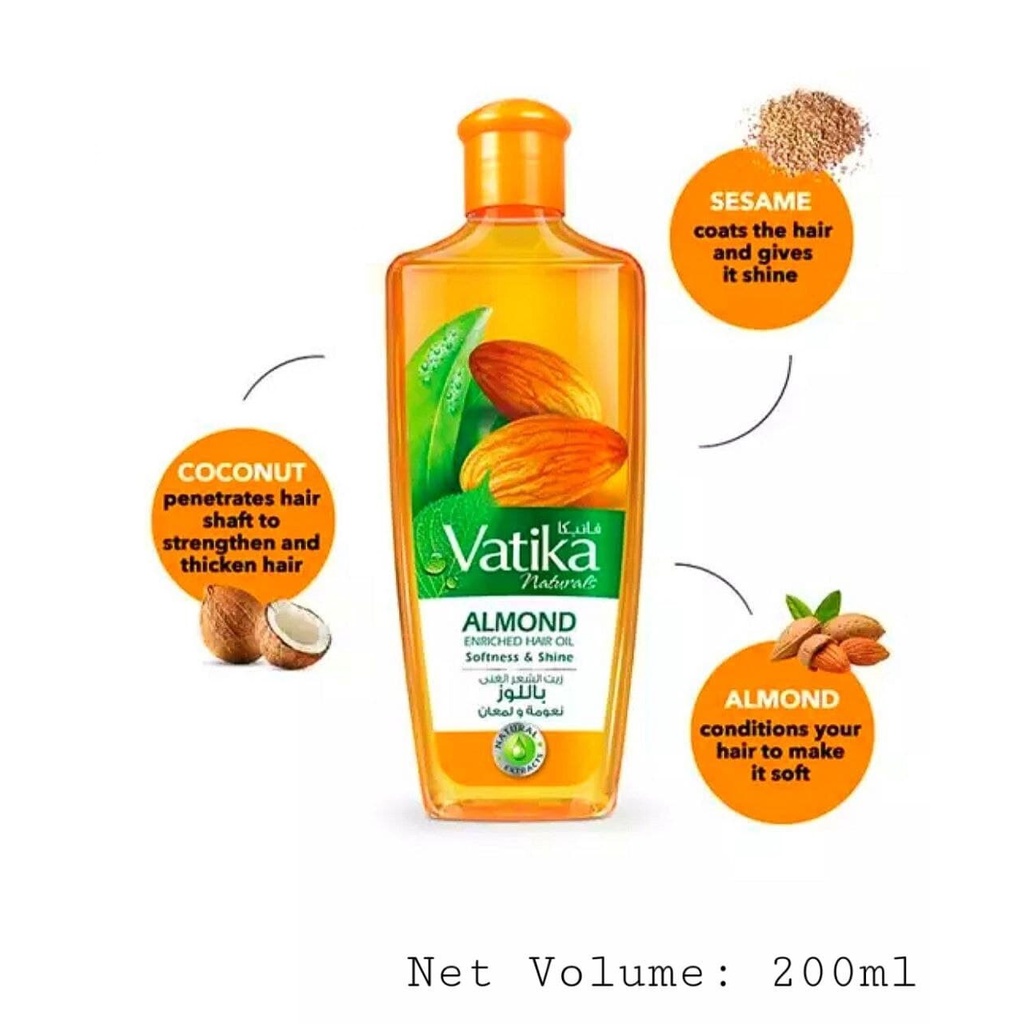 Vatika Almond Enriched Hair Oil 200ml | Shopee Malaysia