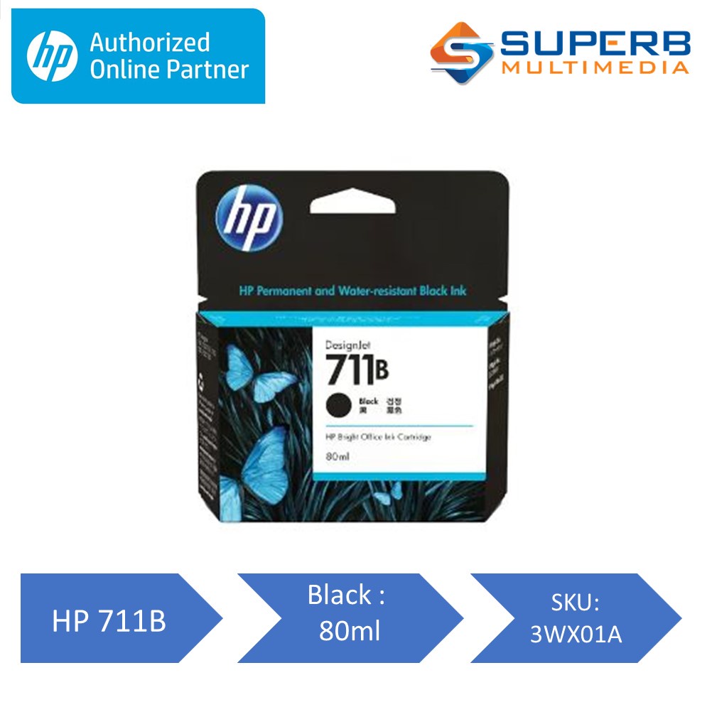 HP 711B 80-ml Black Ink Cartridge [3WX01A] / Replacement 711 80ml [CZ133A] | Shopee Malaysia