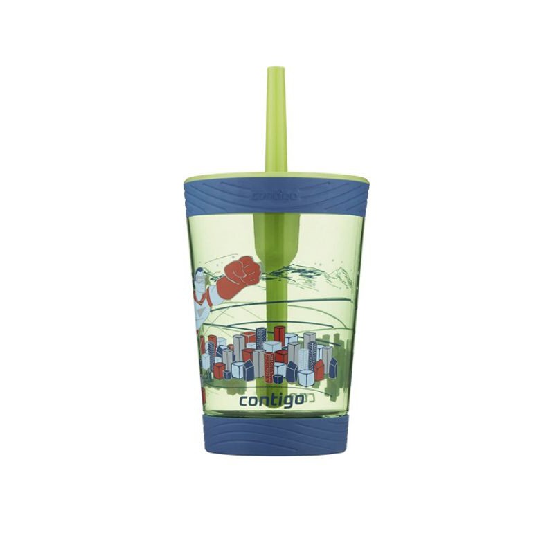 Contigo Spill-Proof Kids Tritan Straw Tumbler, 14 oz, Granny Smith with ...