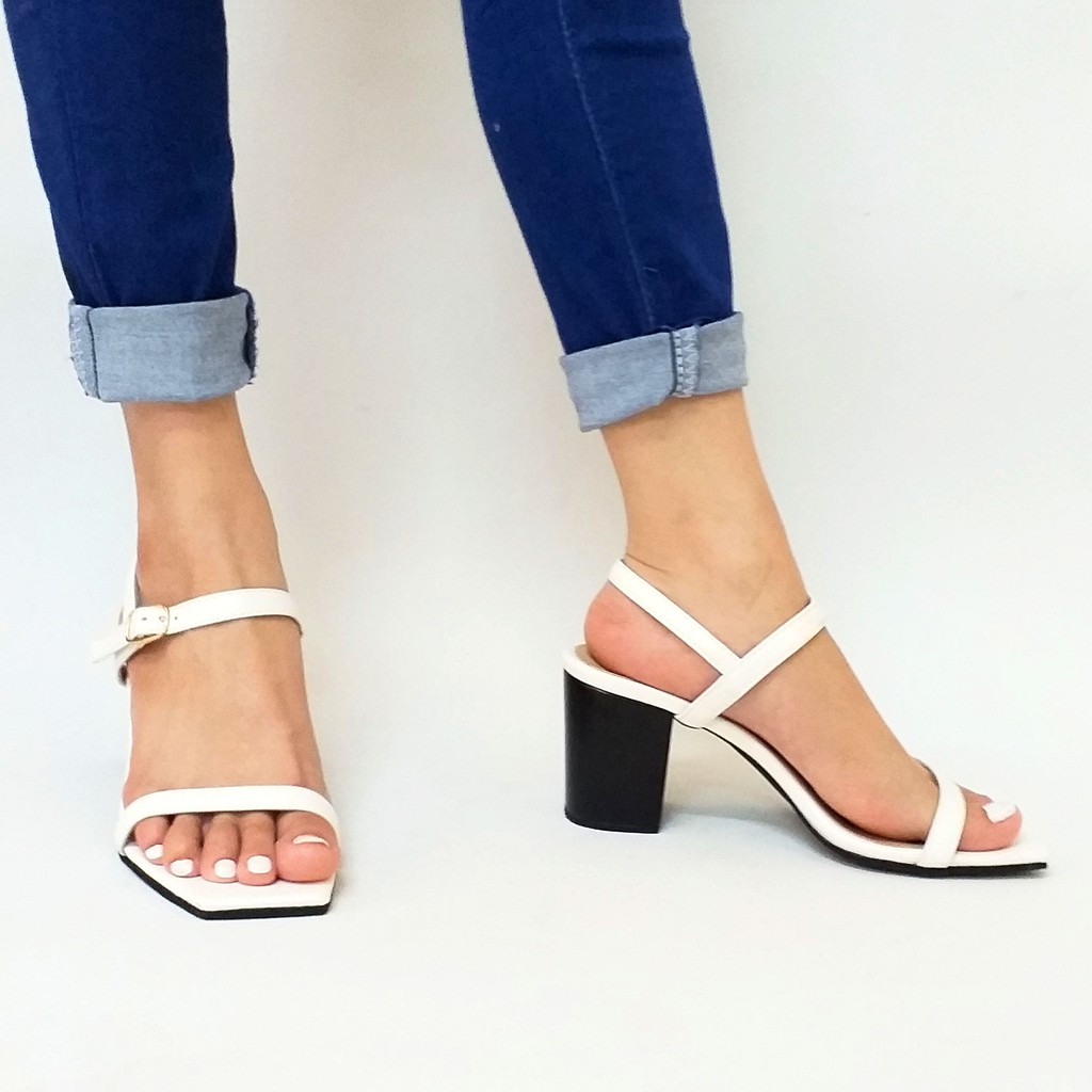 Mkc Sinai White Block Heels | Shopee Malaysia