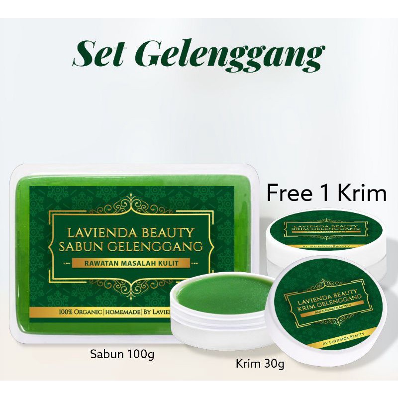 Sabun & Krim Daun Gelenggang (Set Besar) | (Gatal², Kurap, Kayap, Panau ...