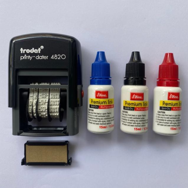 Combo stamp date, month, year, production date, expiry date stamped on all materials Trodat ...