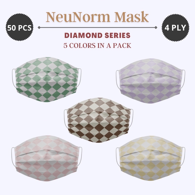 [BUY1FREE1] NeuNorm 4ply Macaroon Diamond Checkered Mask (50pcs ...