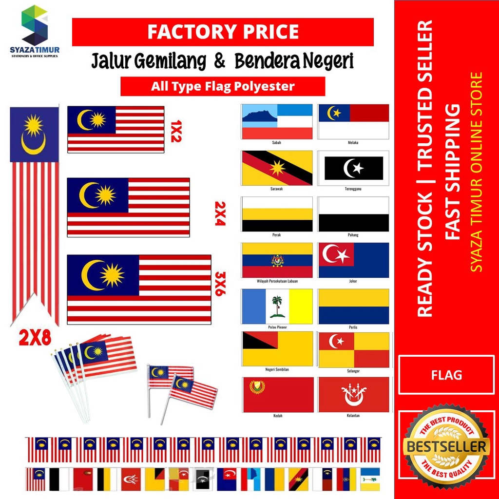 [ST-GR-MY] MERDEKA Malaysia Flag All Size Flag | Bendera Malaysia ...