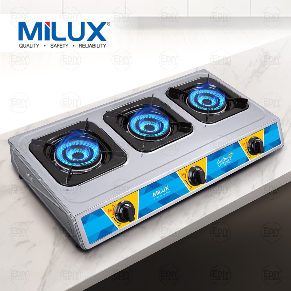 【NEW】 MILUX MSS-1233 TRIPLE BURNER CYLONE FLAME STOVE DAPUR GAS COOKER ...